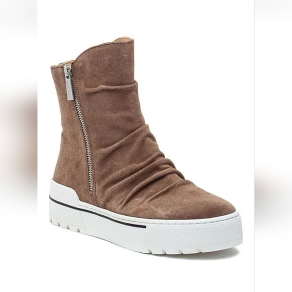 J Slides | Shoes | J Slides Nyc Nila Suede Platform Booties Zip Taupe ...